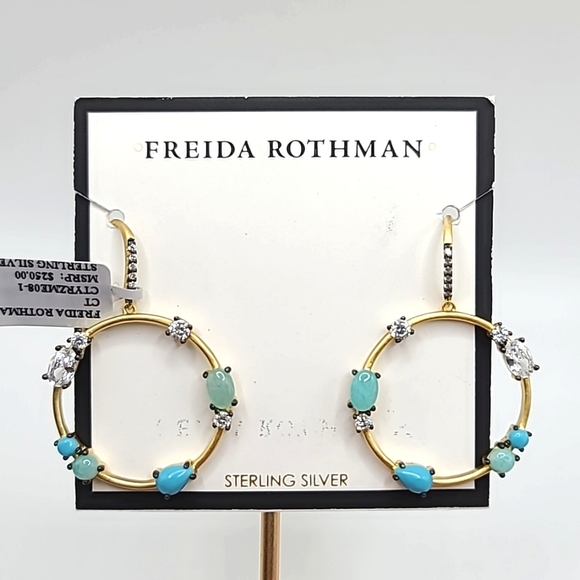 Freida Rothman | Jewelry | 25 Freida Rothman Gold Crystal Hoop Drop Earrings | Poshmark